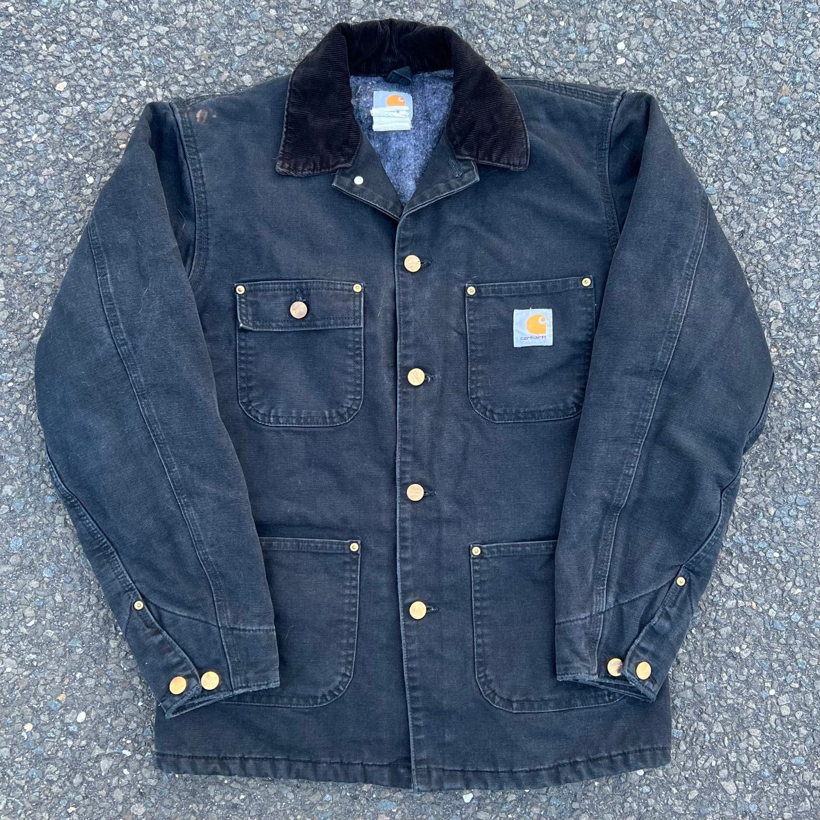 Vintage Vintage black Carhartt chore coat pocket work wear jacket | Grailed