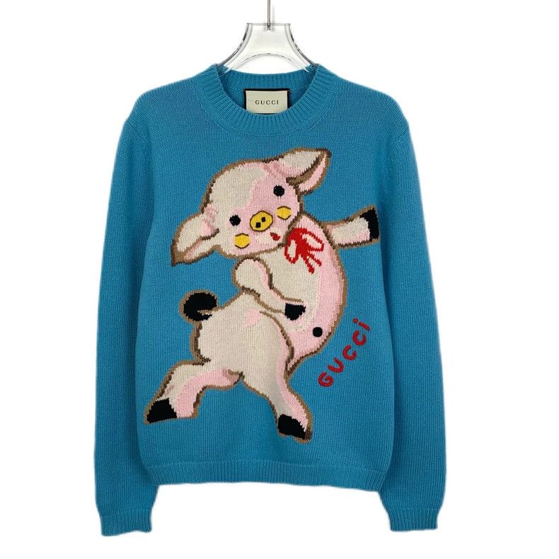 Gucci Gucci Blue Logo Dancing Pig Sweater | Grailed