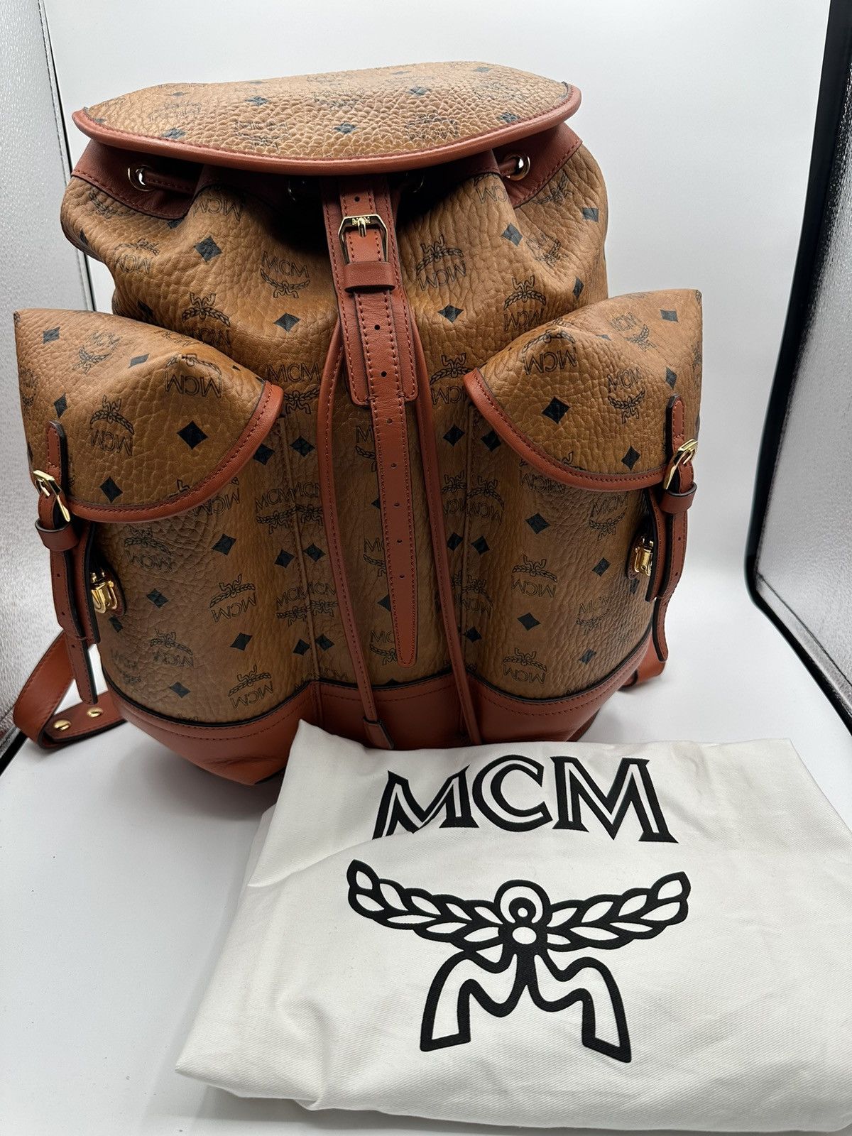MCM MCM Signature Visetos medium vintage backpack | Grailed