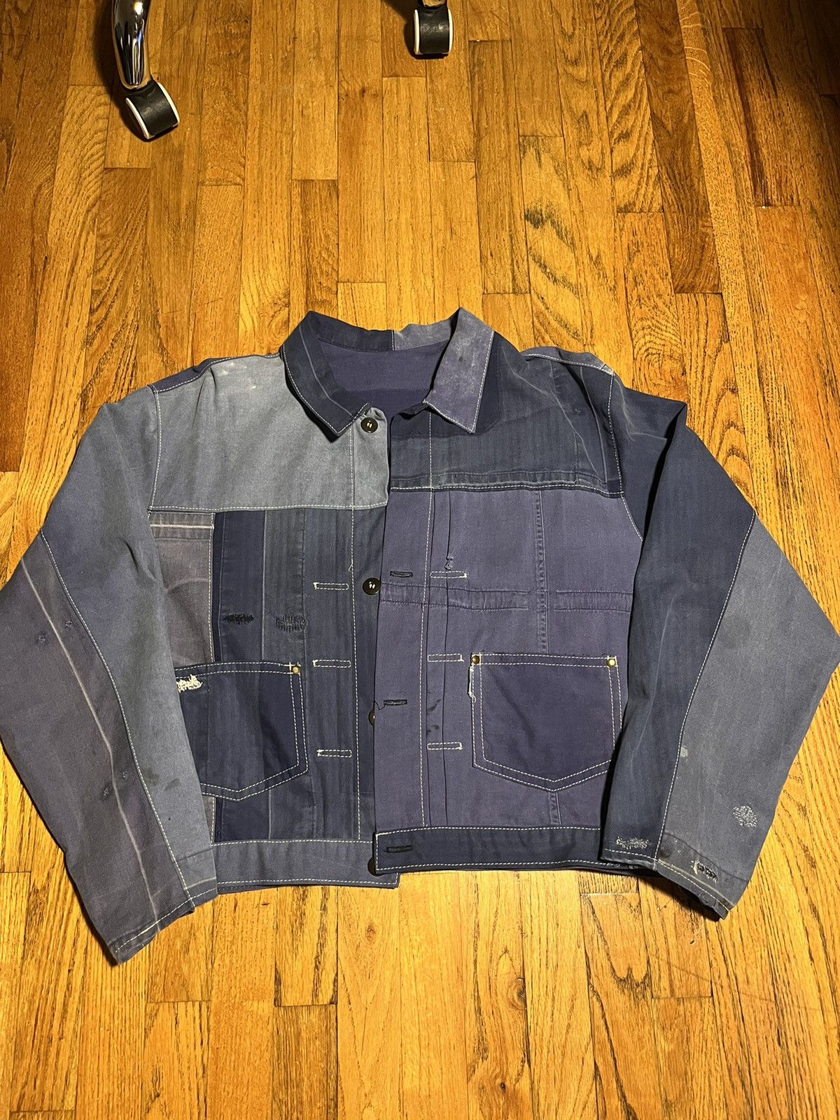 Vintage Bleeding Indigo Repaired Chore Coat | Grailed