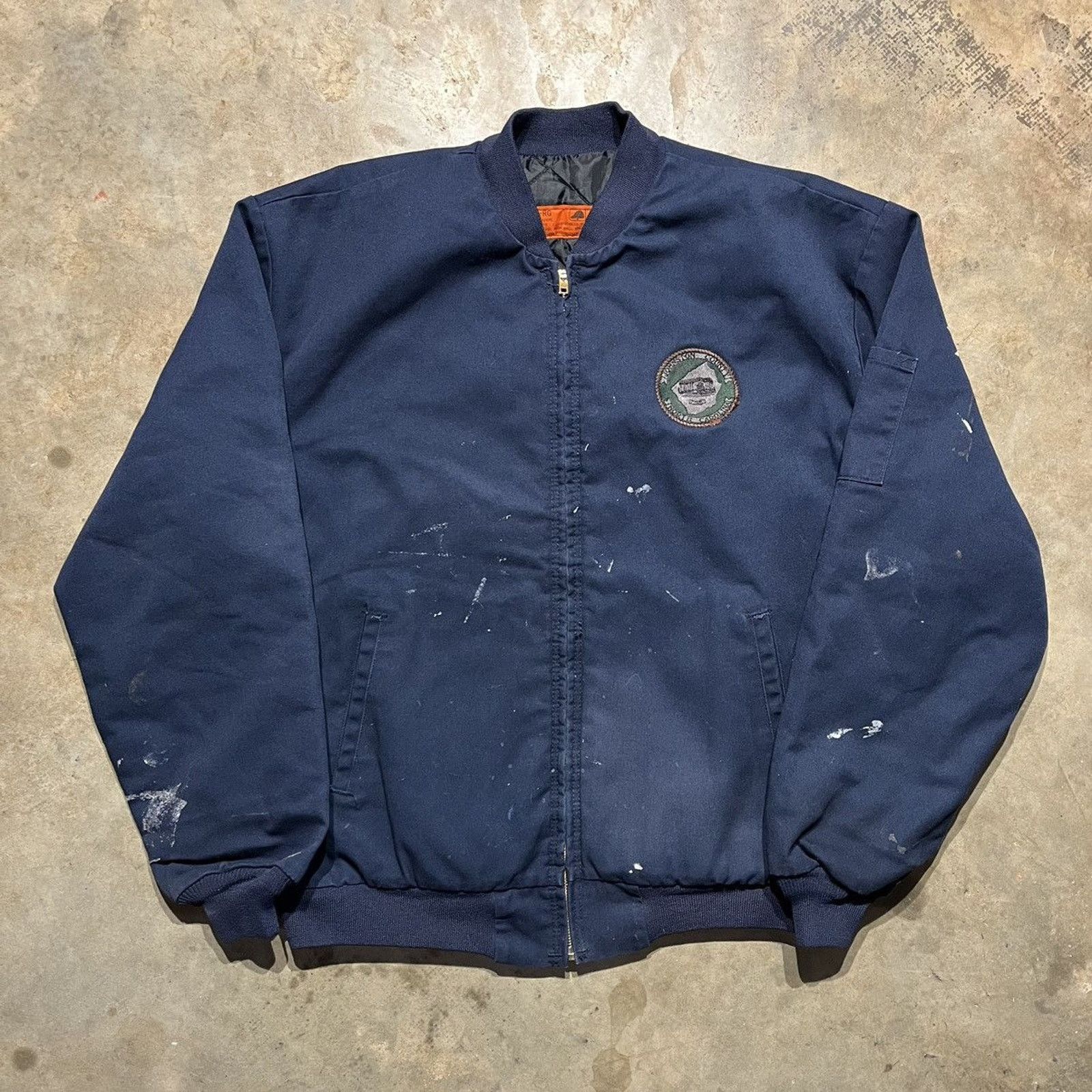 Vintage Vintage 90s Red Kap Blue Boxy Bomber Mechanics Jacket | Grailed
