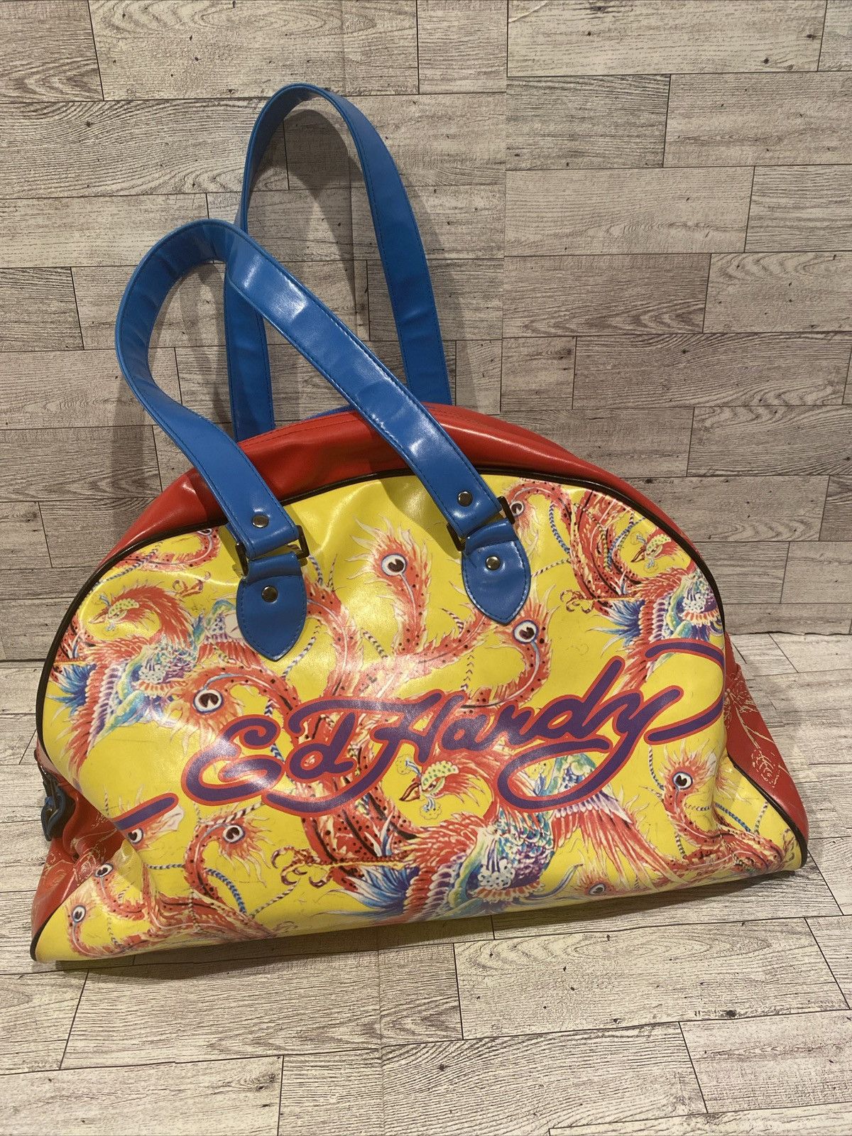 Ed Hardy Ed Hardy Red Bowler Travel Duffle Bag | Grailed
