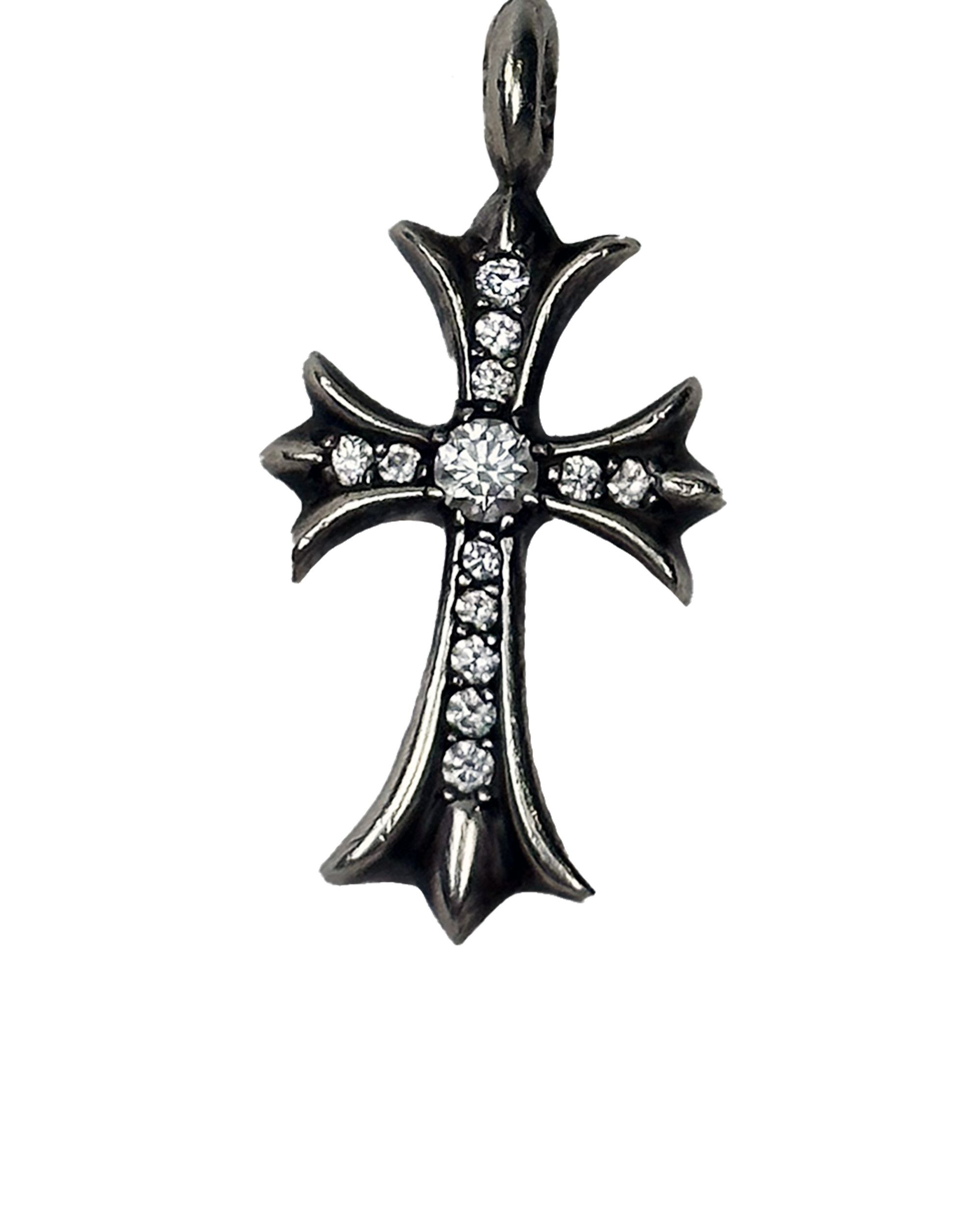 Chrome Hearts Chrome Hearts Factory Diamond Paved Tiny Cross Pendant ...