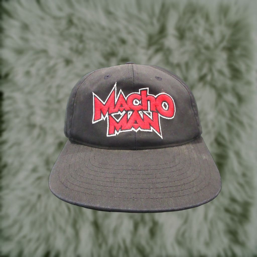 Vintage VINTAGE Macho Man Hat Cap Snap Back Black Red Wrestling NWO WWF ...