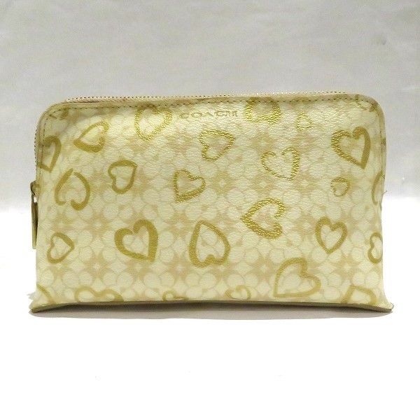 Coach Coach Coach Leather Cosmetic Pouch Leather Vanity Bag in Good ...