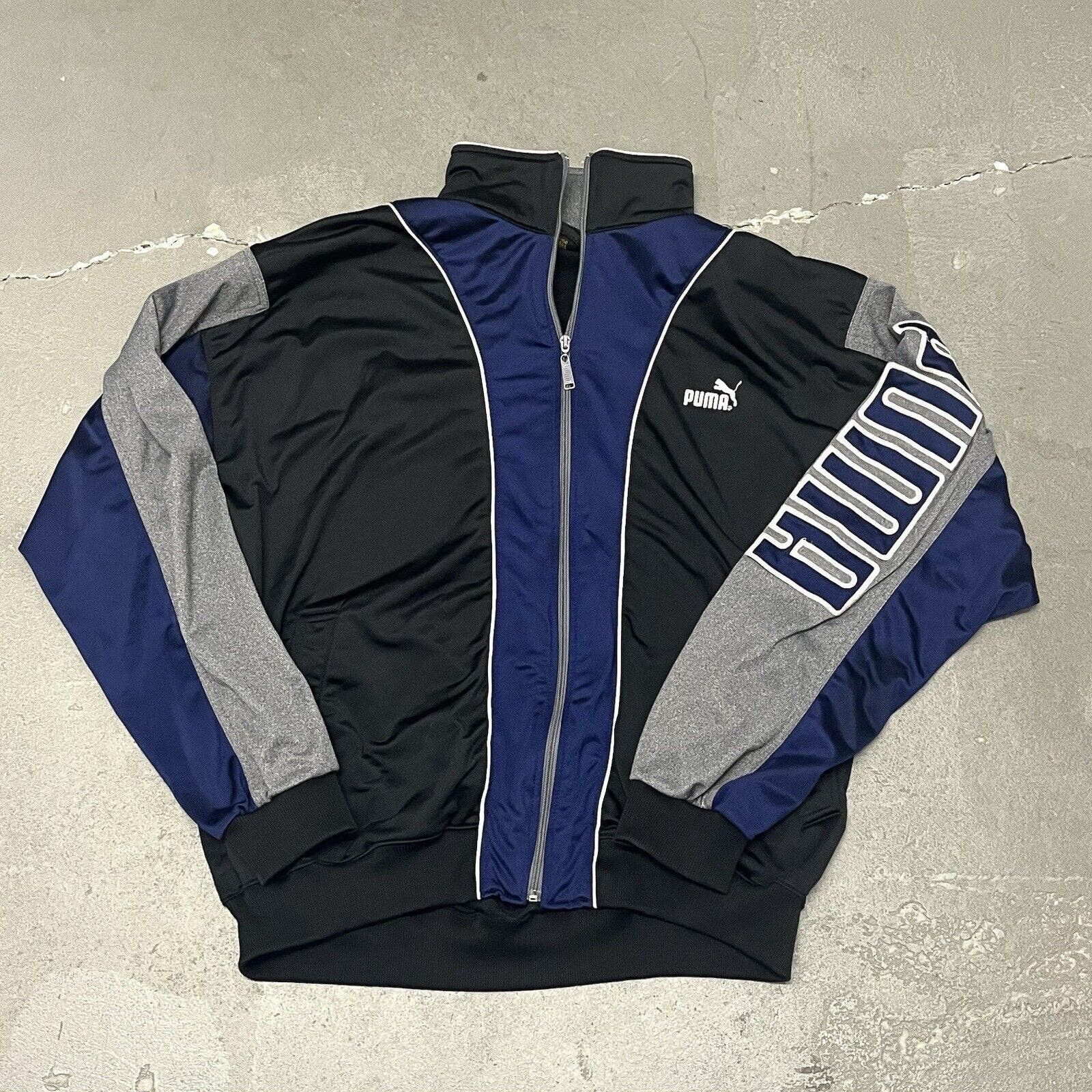 Puma Vintage 1990’s Puma Track Jacket XL Black Blue | Grailed
