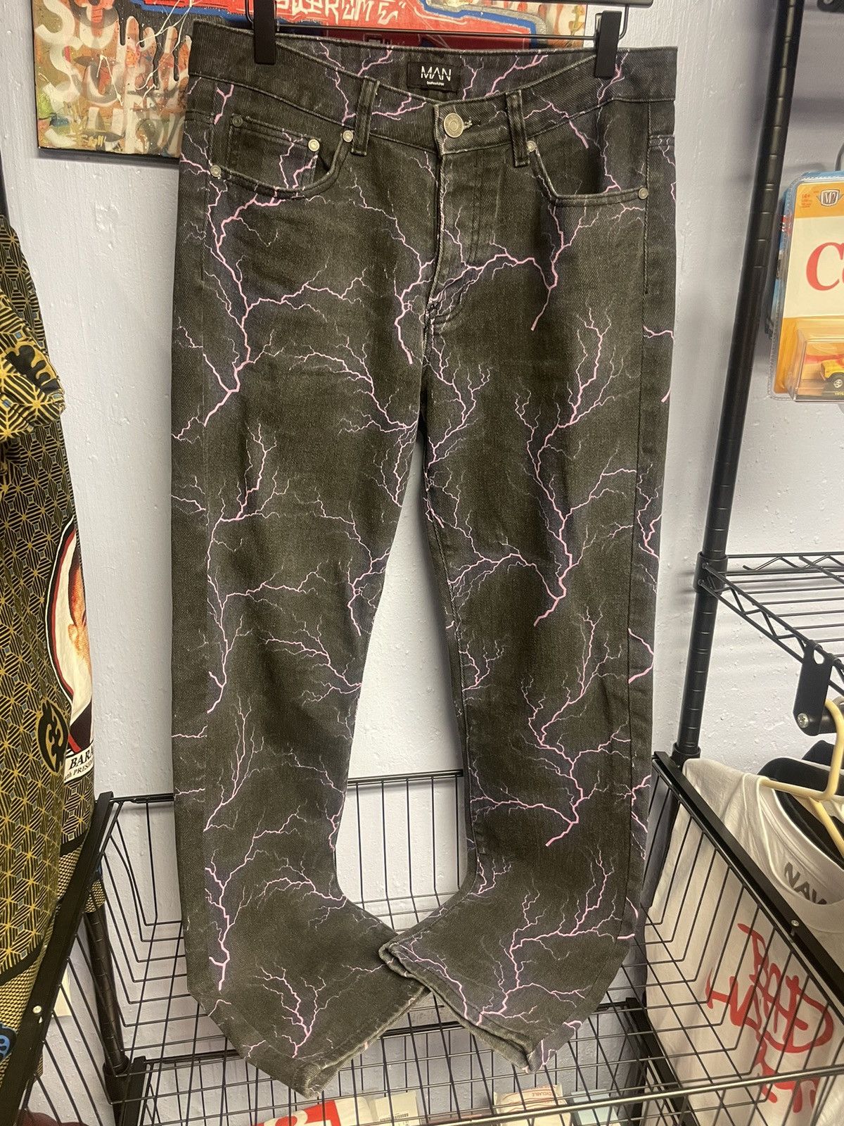 Rare × Streetwear × Vintage Custom Lightning Bolt Denim Jeans 30x30 ...
