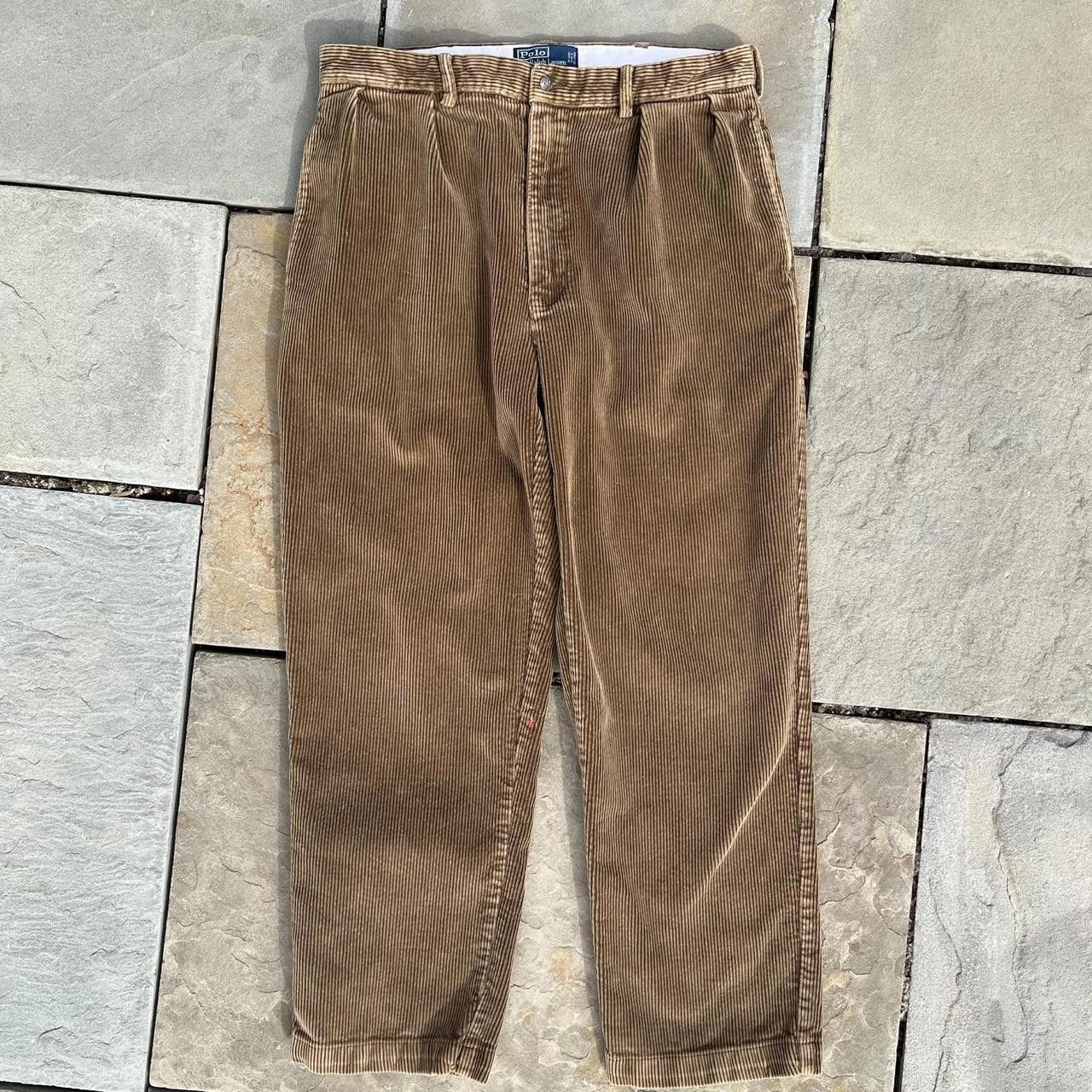 Polo Ralph Lauren Y2K Polo Ralph Lauren Brown Wide Wale Pleated Corduroy Pants | Grailed