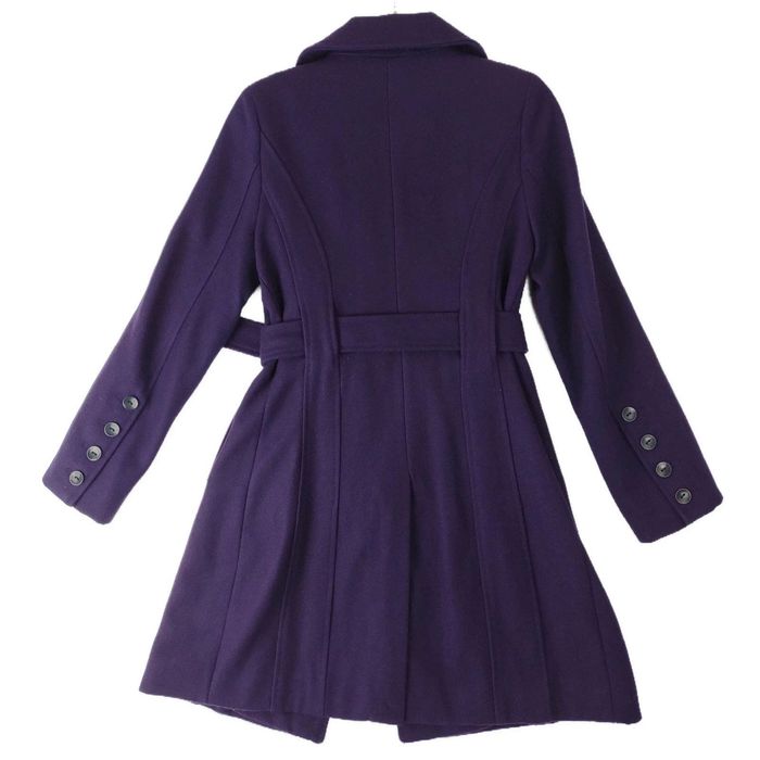 Black Rivet BLACK RIVET Wool Blend Purple Trench Pea Coat, Belted | Grailed