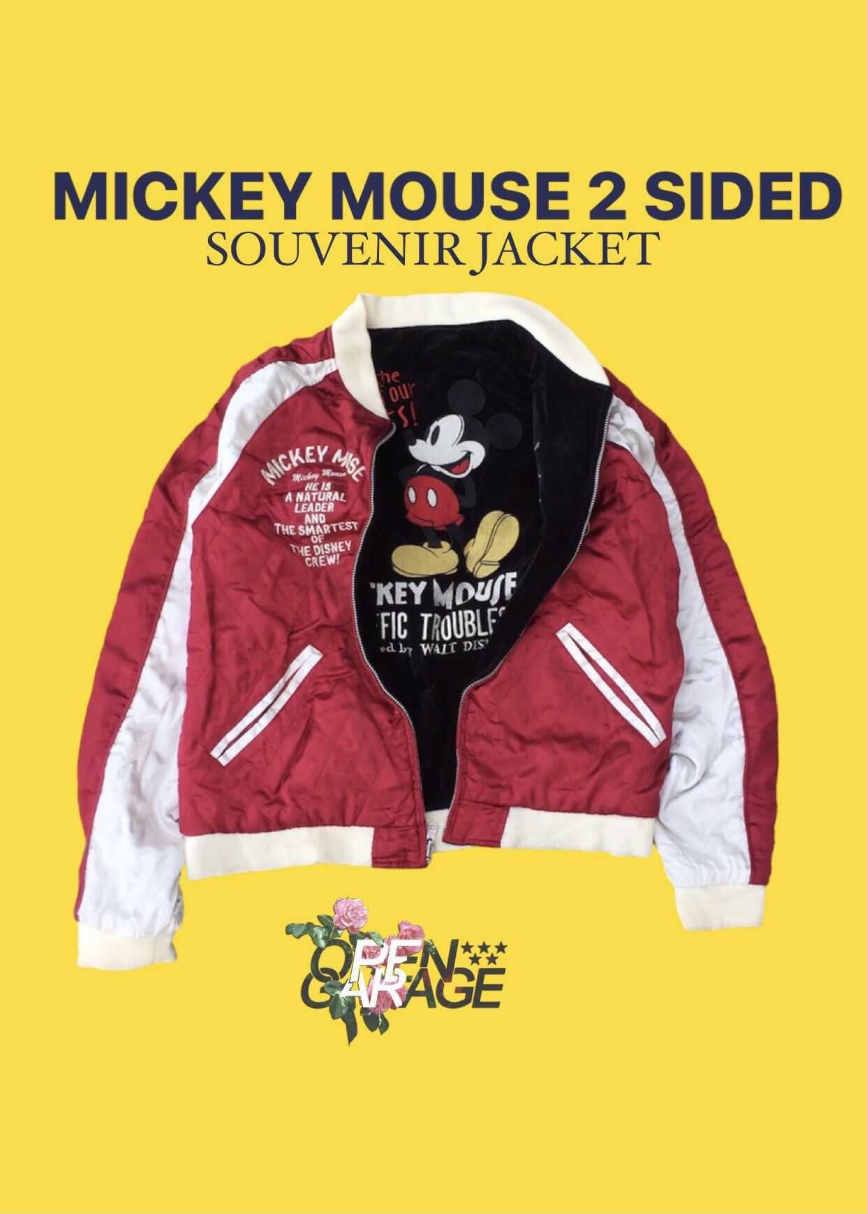 Disney STEALS🔥 Bomber Jacket lined WALT DISNEY MICKEY MOUSE 2 sided ...