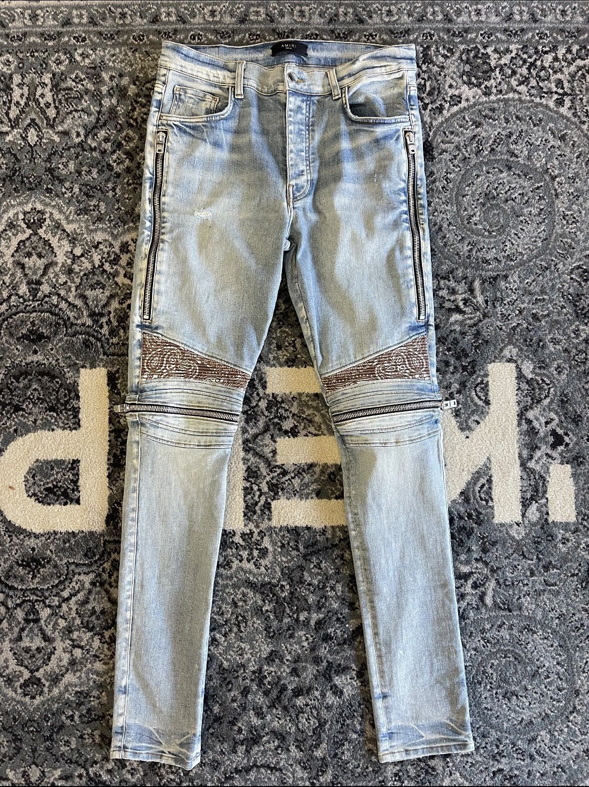 Amiri Amiri MX2 Light Wash Brown Bandana Size 34 Pre-owned | Grailed