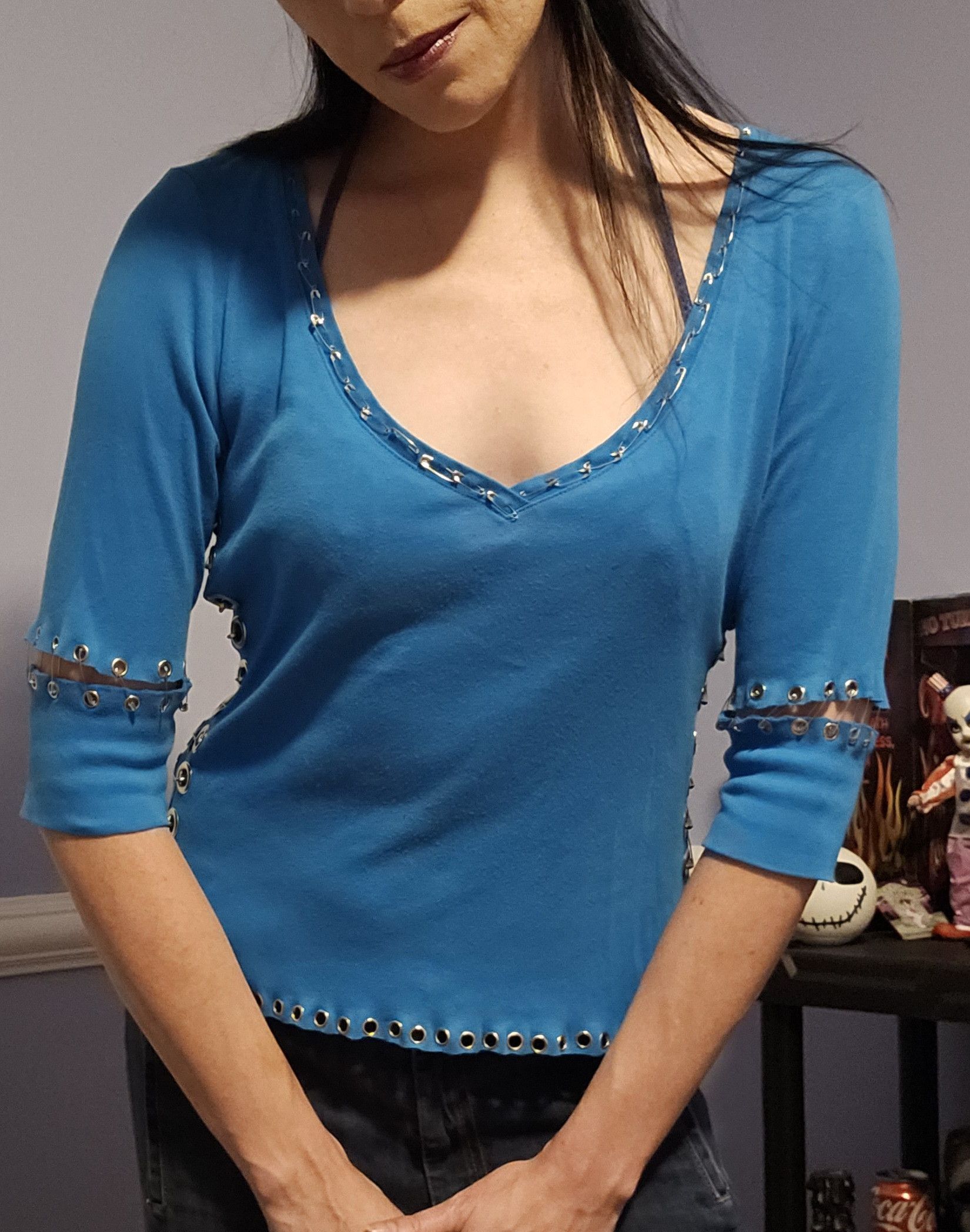 Other Upcycled Blue Safety Pin Shirt - M | Grailed