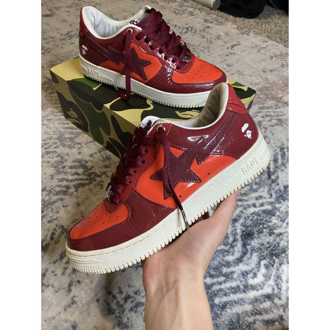 Bape Bapesta Low Color Camo Combo Red Sneakers | Grailed