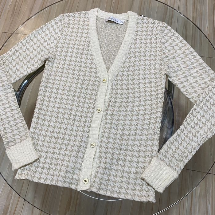 Dior Christian Dior houndstooth gold cardigans | Grailed