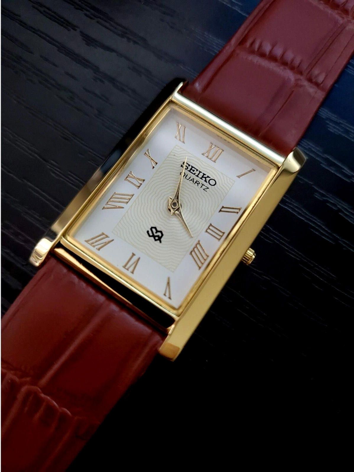 Seiko 🔥RARE VINTAGE Seiko Slim SQ Tank Leather Men's Watch | Grailed