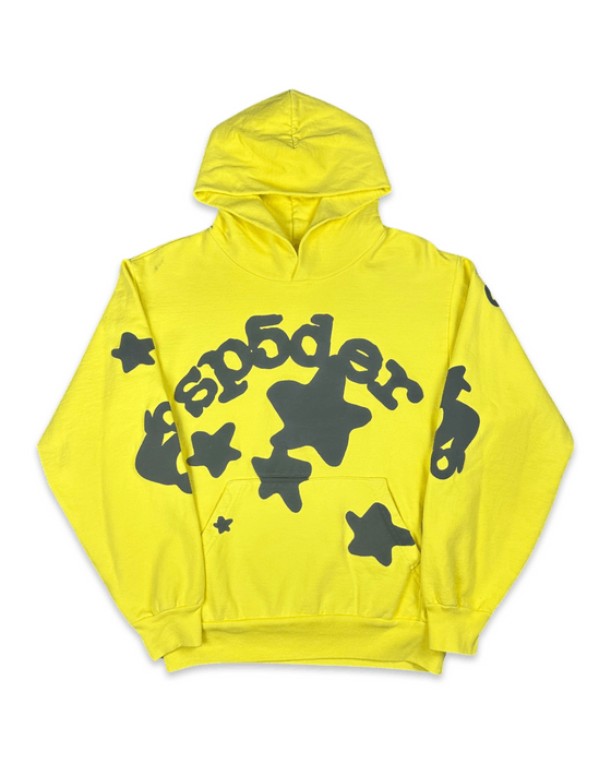 Designer SP5DER Beluga Star Puff Print Gold Hoodie Spider Worldwide ...