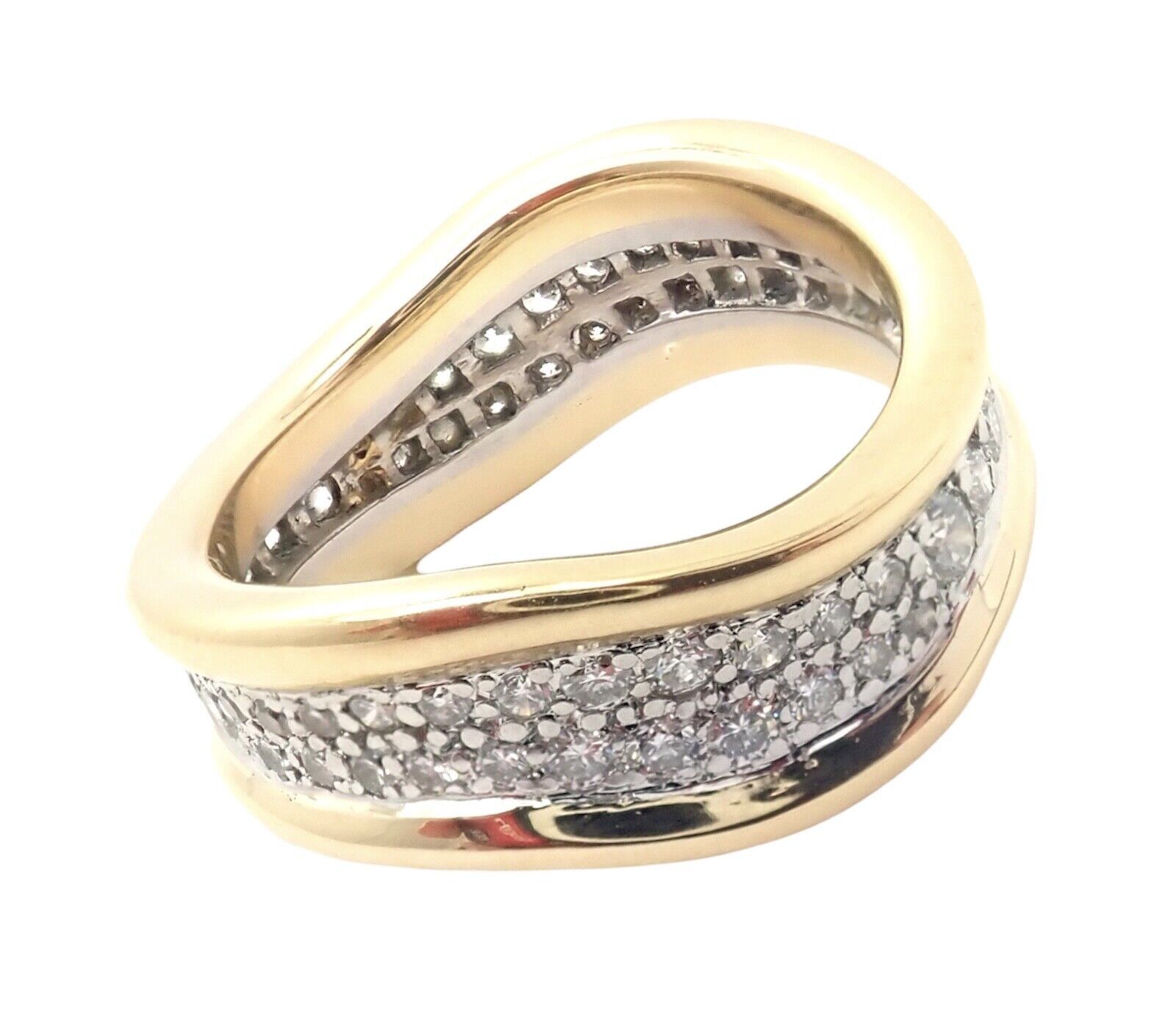 Tiffany & Co. 18k Yellow Gold Platinum Diamond Wave Band Ring | Grailed
