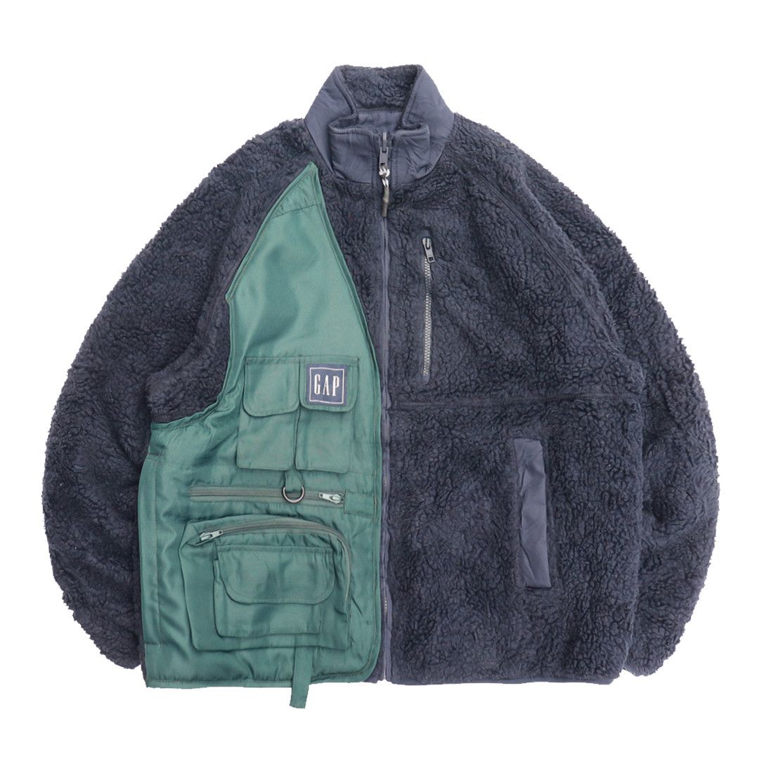 Gap × Streetwear Reworked GAP Tactical Reversible Fleece Jacket Black-Tosca | Grailed