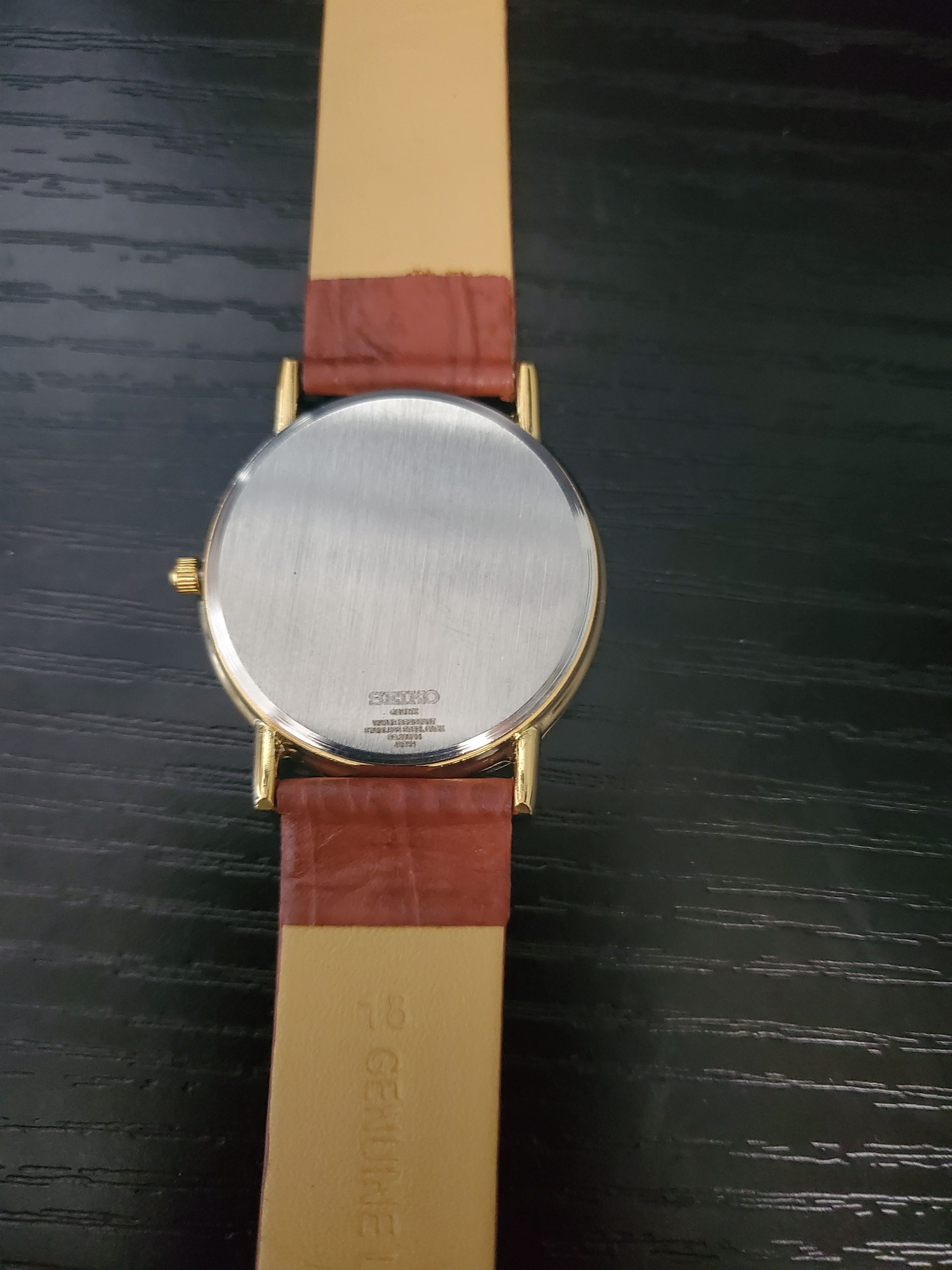 Seiko 🔥RARE VINTAGE Seiko Super Slim Gold and Leather Men's Watch | Grailed