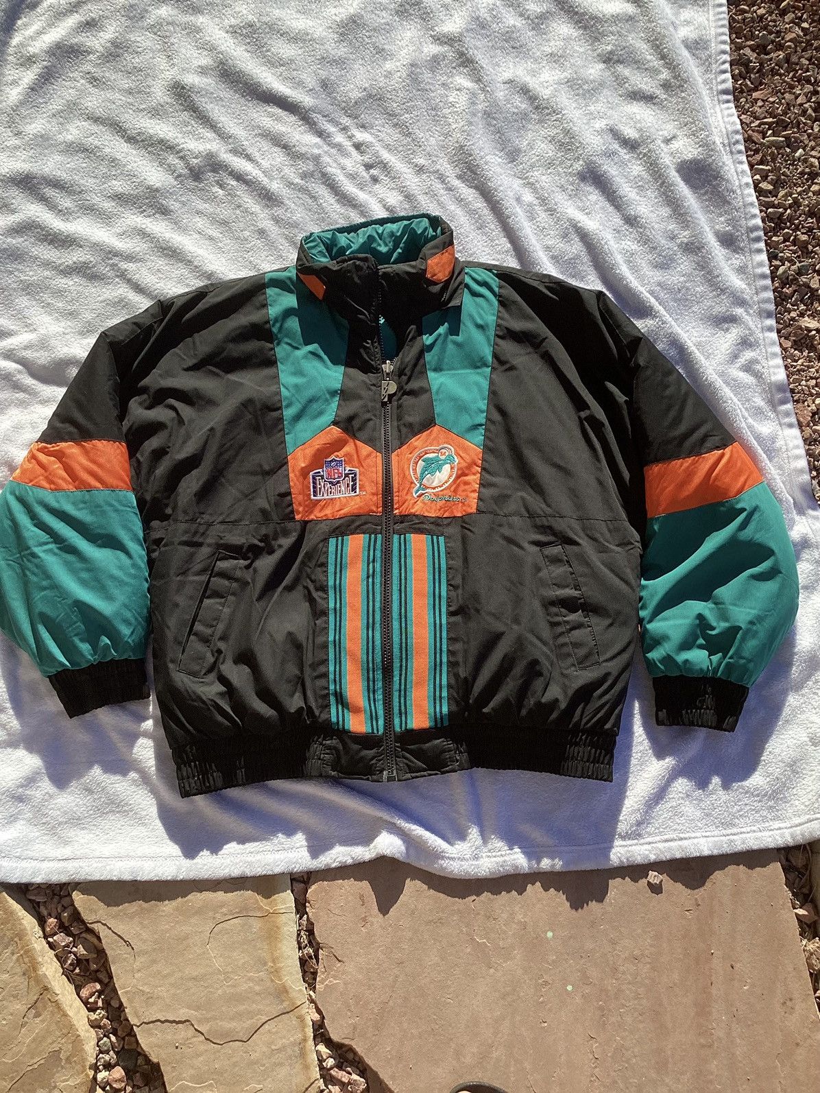 Vintage 90s Pro player Miami dolphins reversible puffer NFL jacket ...