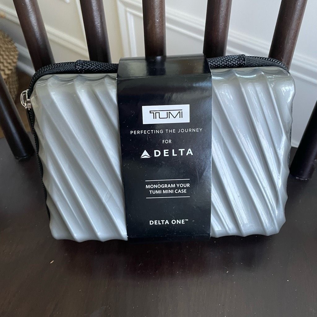 Tumi NEW Tumi Monogram Mini Case Grey Silver Travel Amenity Kit | Grailed