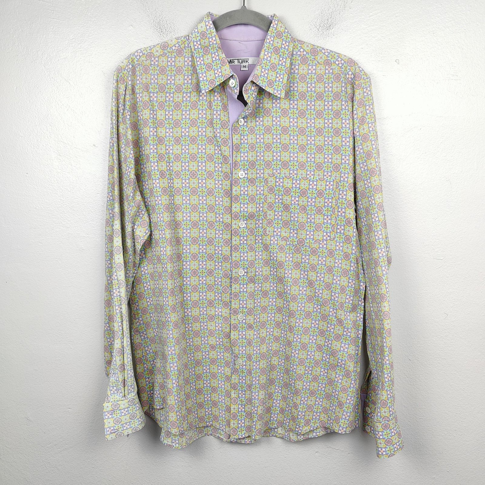 Mr. Turk Mr Turk Button Up Shirt Mens Medium Medallion Print Green ...