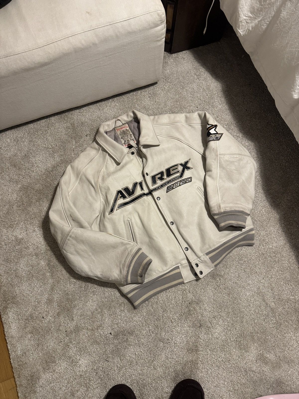 Avirex × Palace Palace x Avirex No Snakes Leather Jacket - White | Grailed