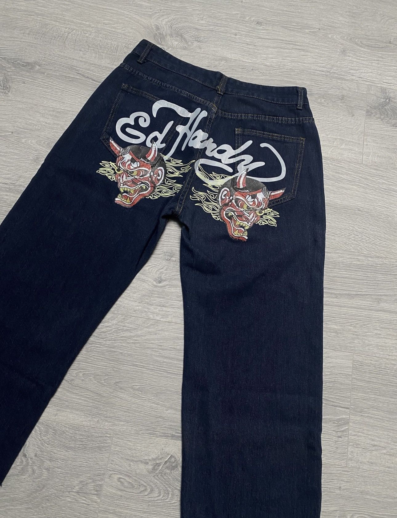 Ed Hardy × Streetwear × Vintage Ed hardy devil denim jeans big logo ...