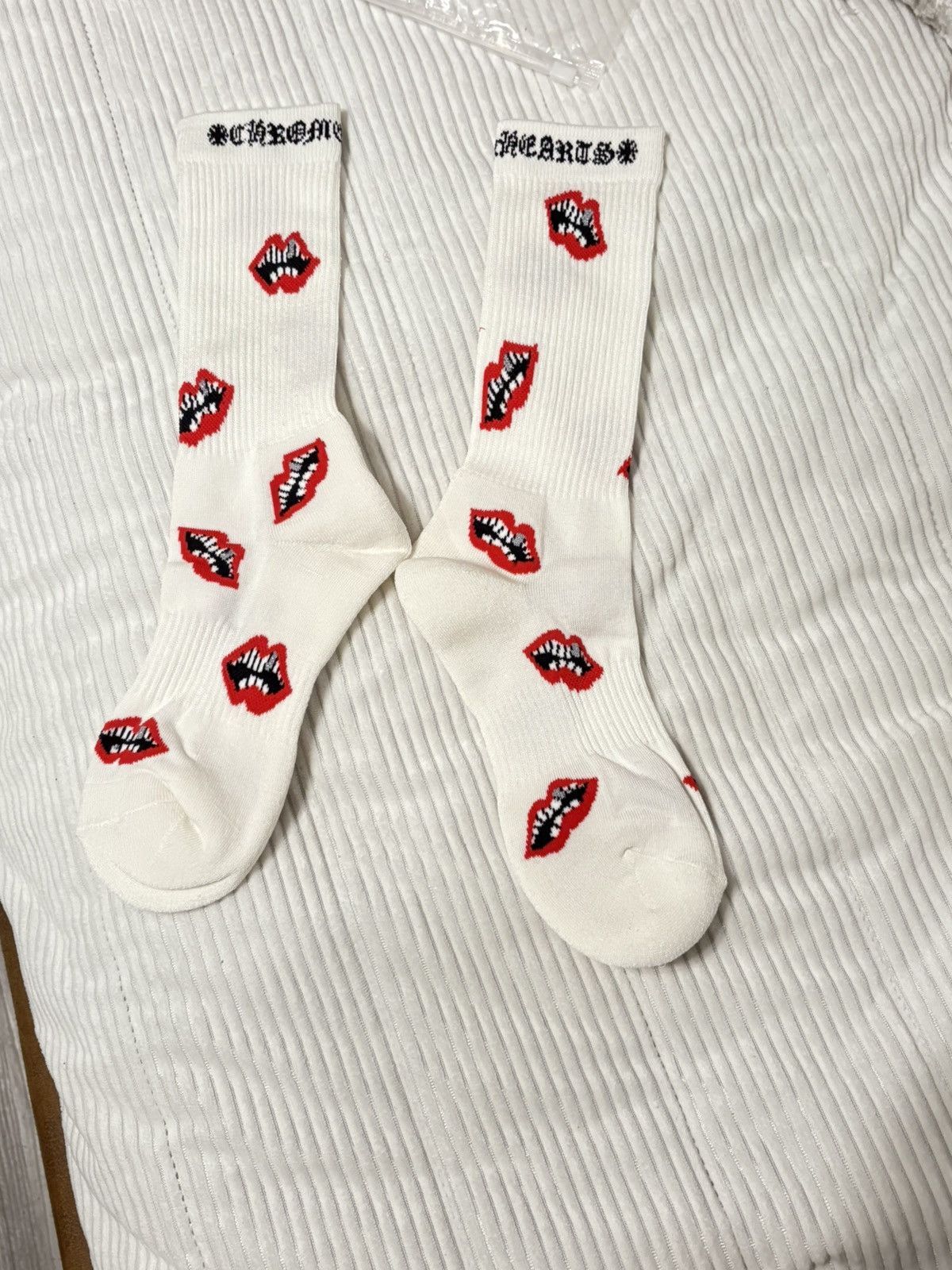 Chrome Hearts Chrome hearts white chomper socks | Grailed