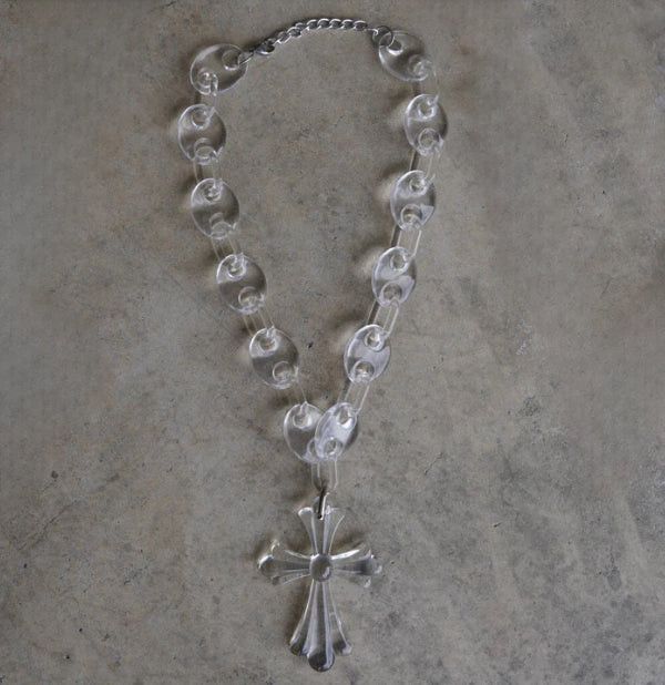 Avant Garde × Chain × Streetwear X-Ray Clear Cross Link Necklace Chain ...