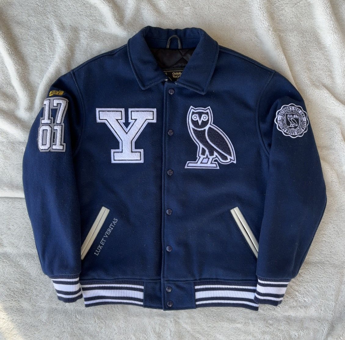 October's Very Own OVO x Yale University Navy Varsity Jacket | Grailed