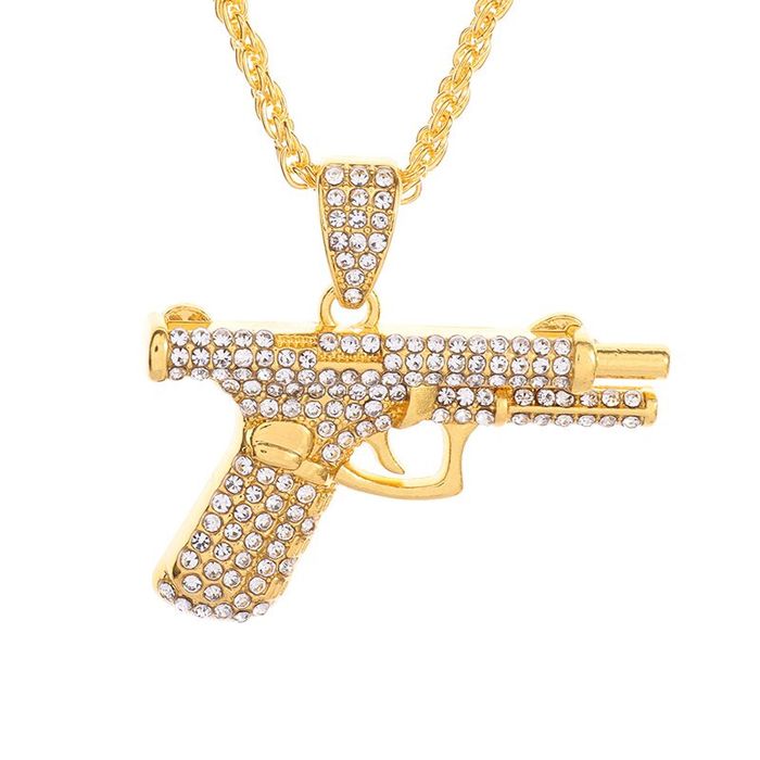 Vintage Bling Iced Out Pistol Pendant Submachine Gun Necklace | Grailed
