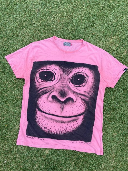 Vintage Vintage Mambo Monkey Face Pattern Pink Cotton Tee | Grailed