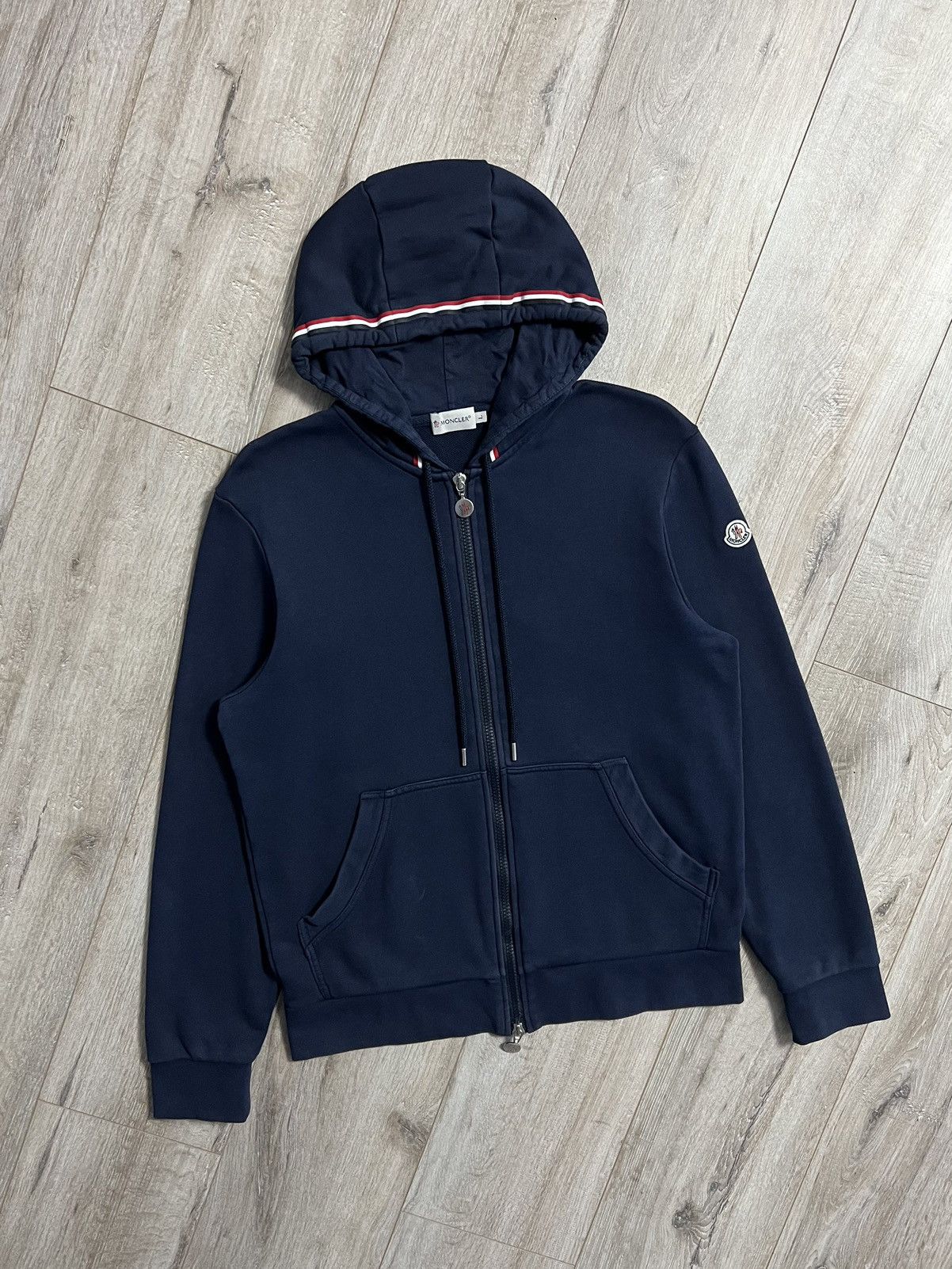 Moncler MONCLER Hoodie Zip Maglia Cardigan RWB 3M Stripe Patch Logo ...