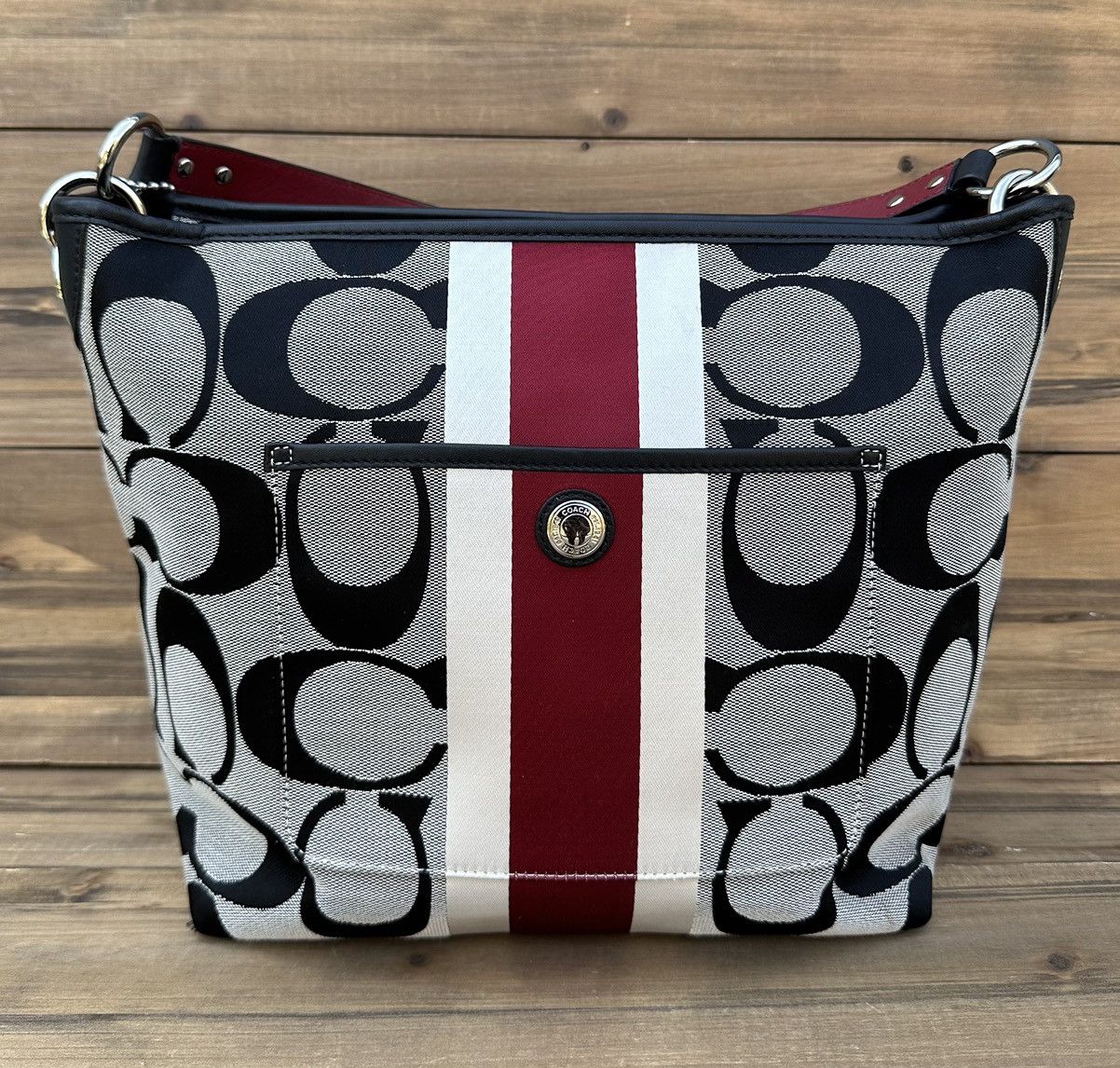 Coach Coach Hamptons Weekend Signature Stripe Tote Handbag | Grailed
