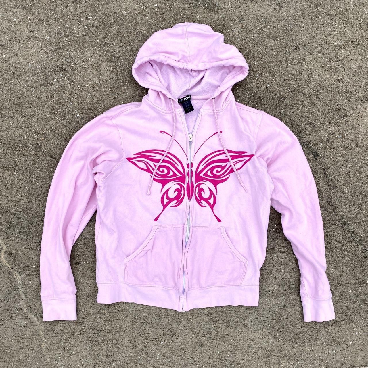 Streetwear Hot Topic Pink Tribal Butterfly Tramp Stamp Hoodie | Grailed