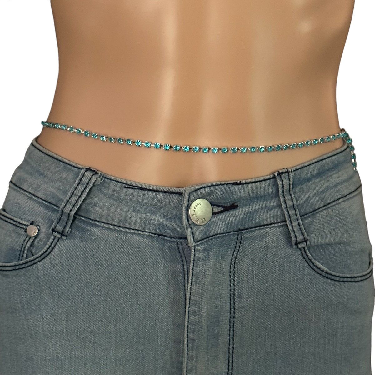 Other Turquoise rhinestone belly chain | Grailed