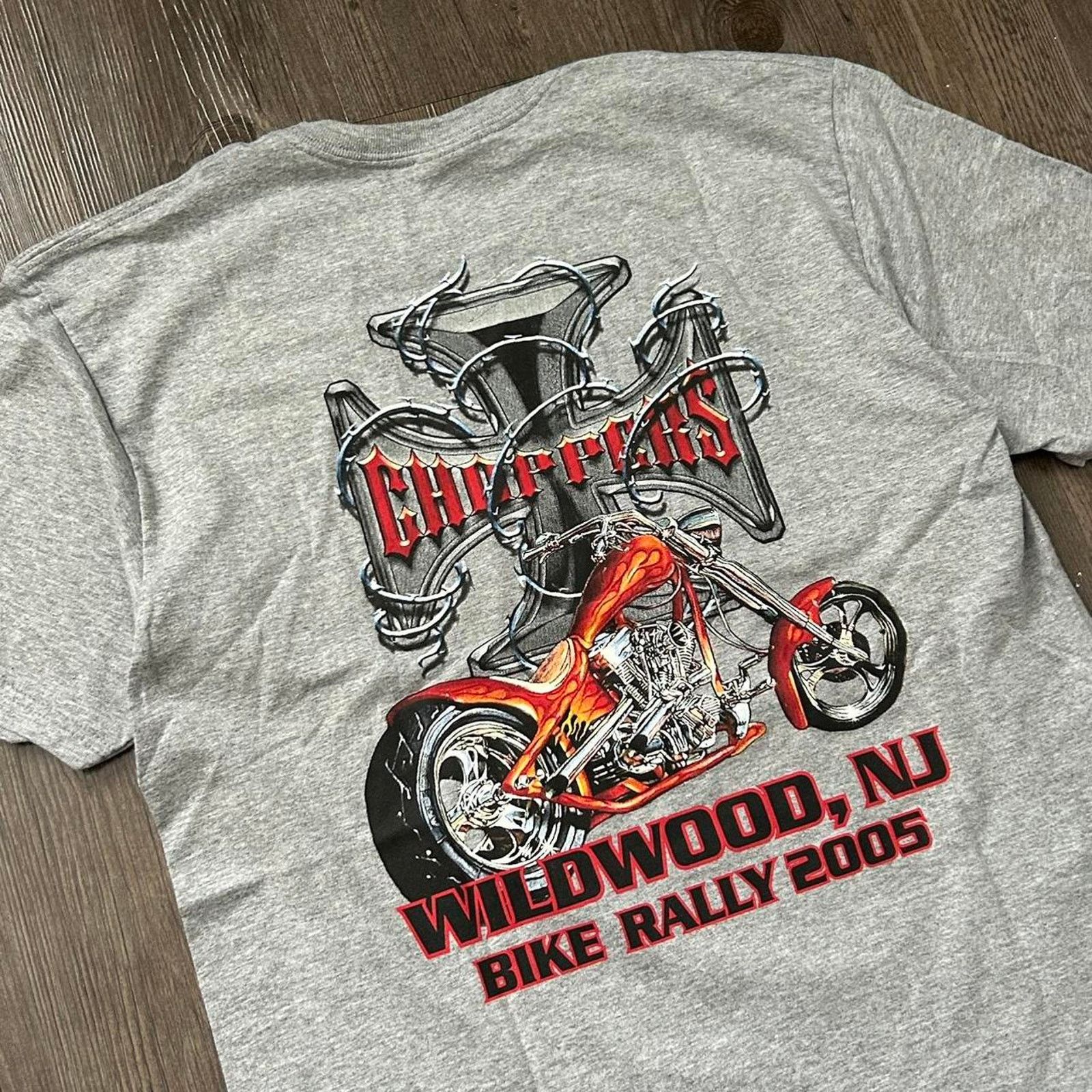 Harley Davidson Y2K East Coast Choppers Barbed Wire Motorcycle Gray Tee ...