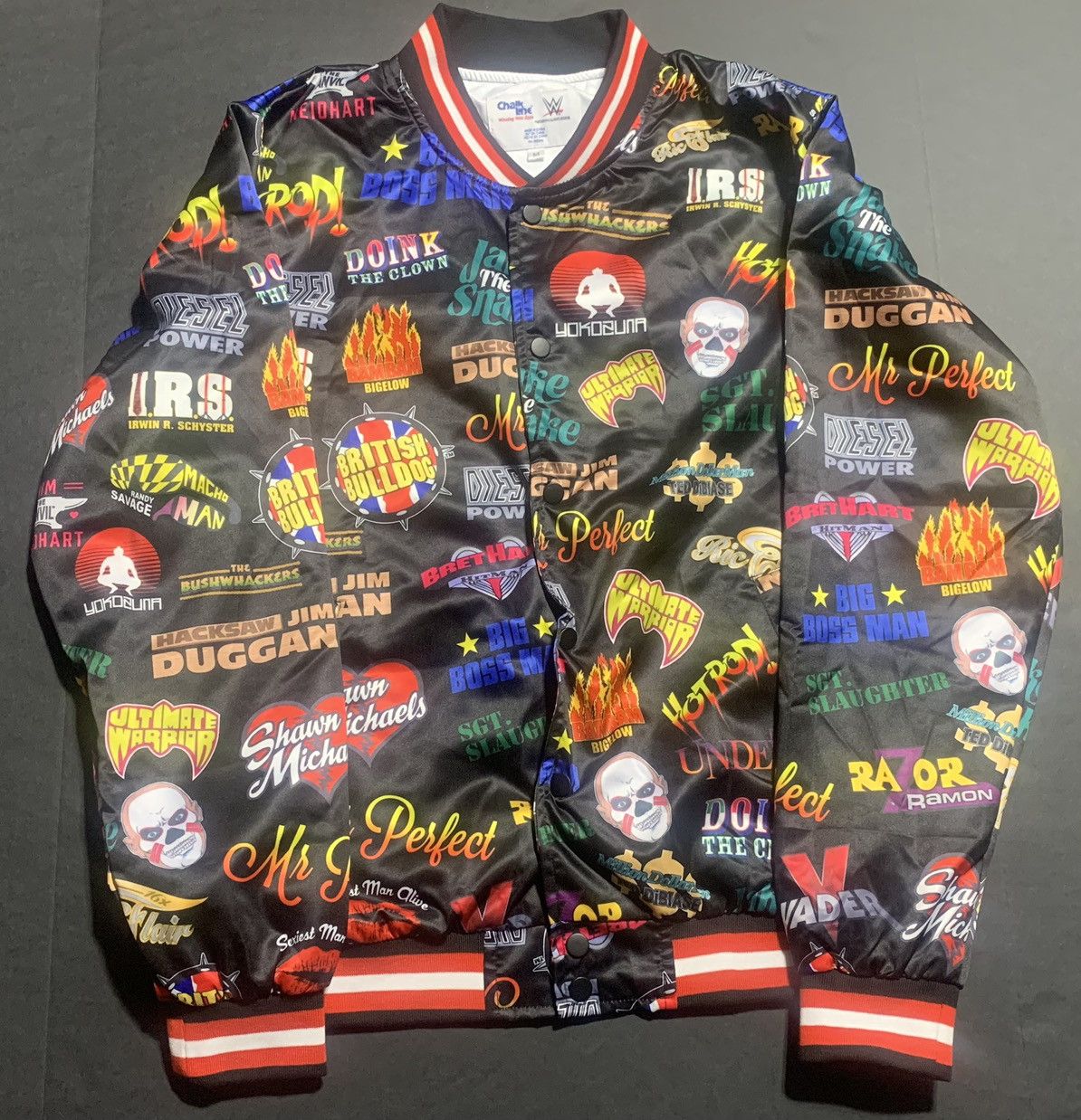 Chalk Line × Wwe × Wwf Chalk Line WWE WWF All Over 90s Logo Jacket Size ...
