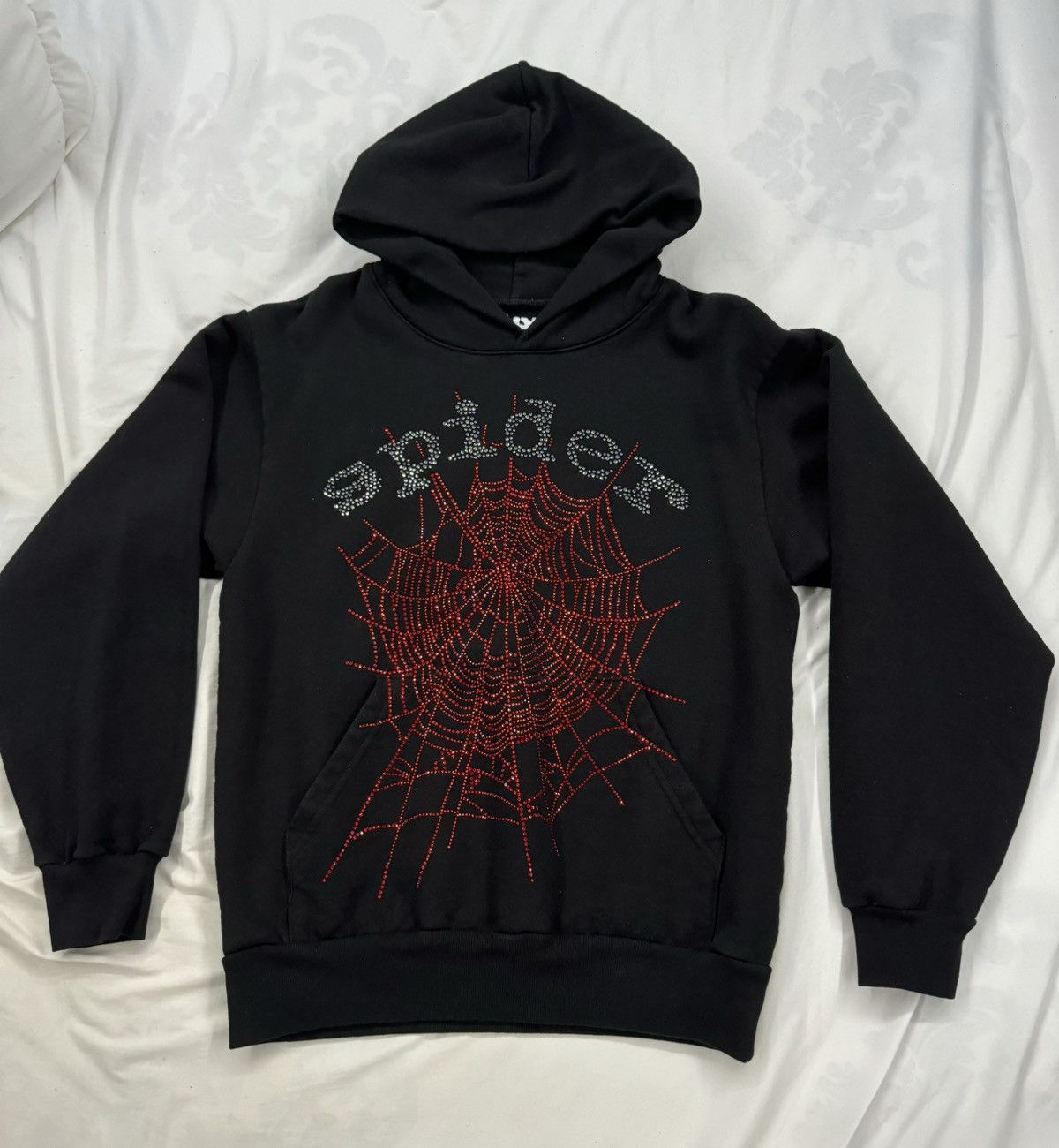 Spider Sp5der OG Rhinestone Logo Hoodie | Grailed