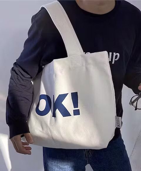 Bag Retro y2k unisex “OK!” canvas shoulder tote bag aesthetic | Grailed