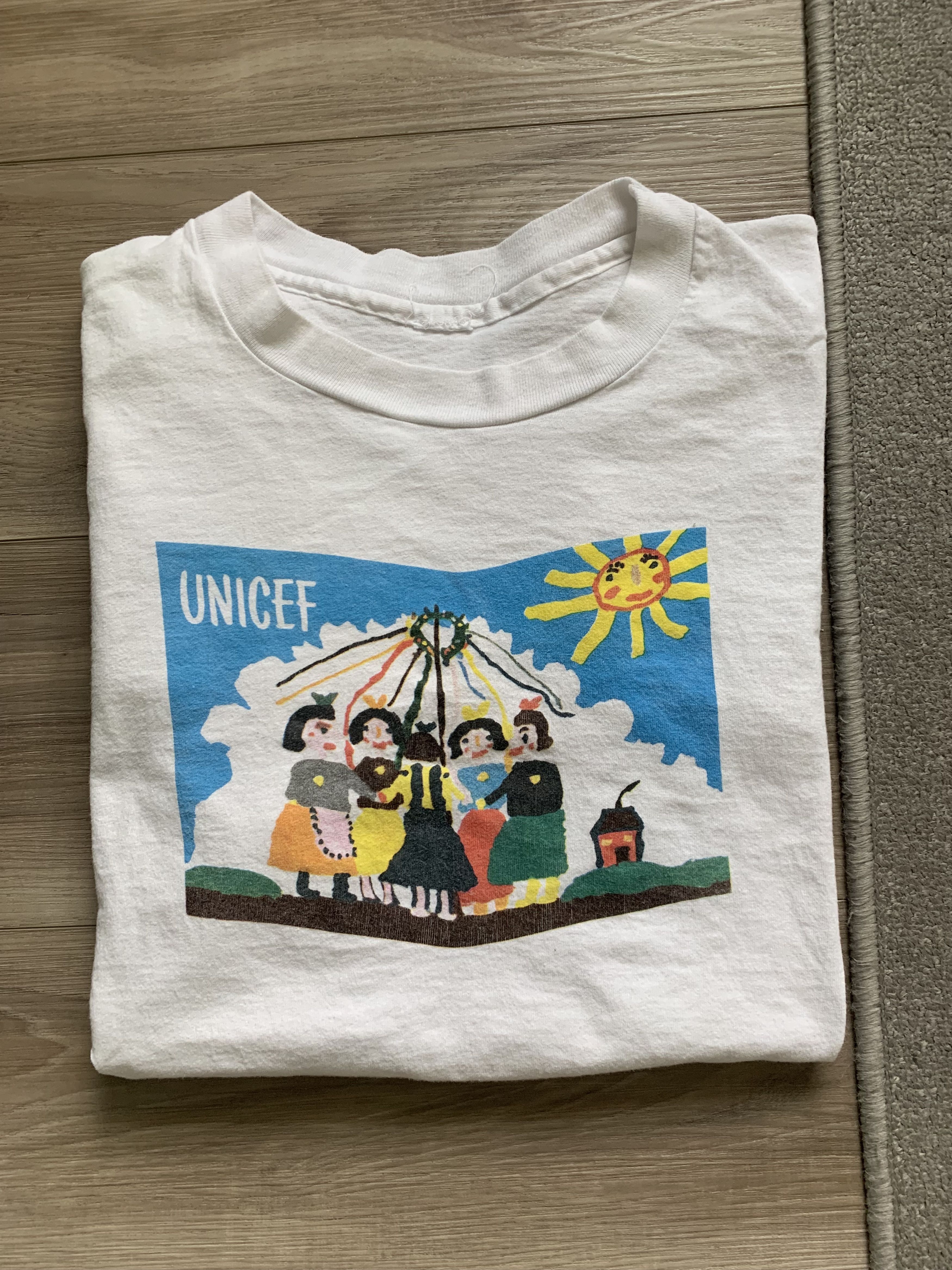Art × Vintage 1990s SINGLE STITCH UNICEF ART TEE | Grailed