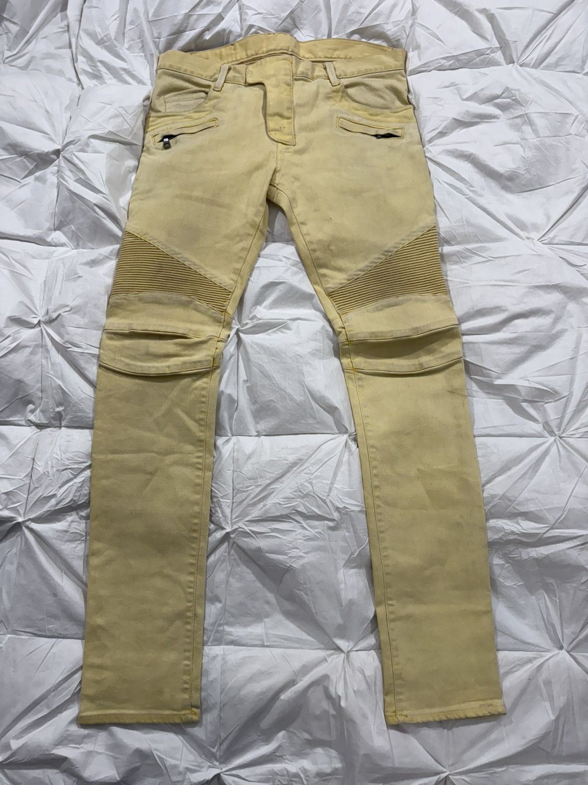 Balmain BALMAIN BIKER JEANS YELLOW | Grailed