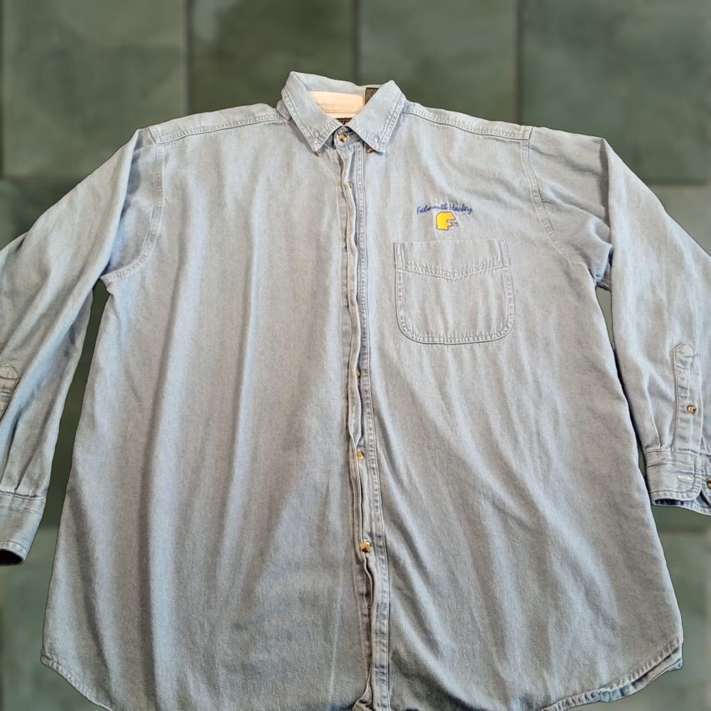 Vintage VINTAGE Harvard Square Denim Shirt Men Large Blue Long Sleeve ...
