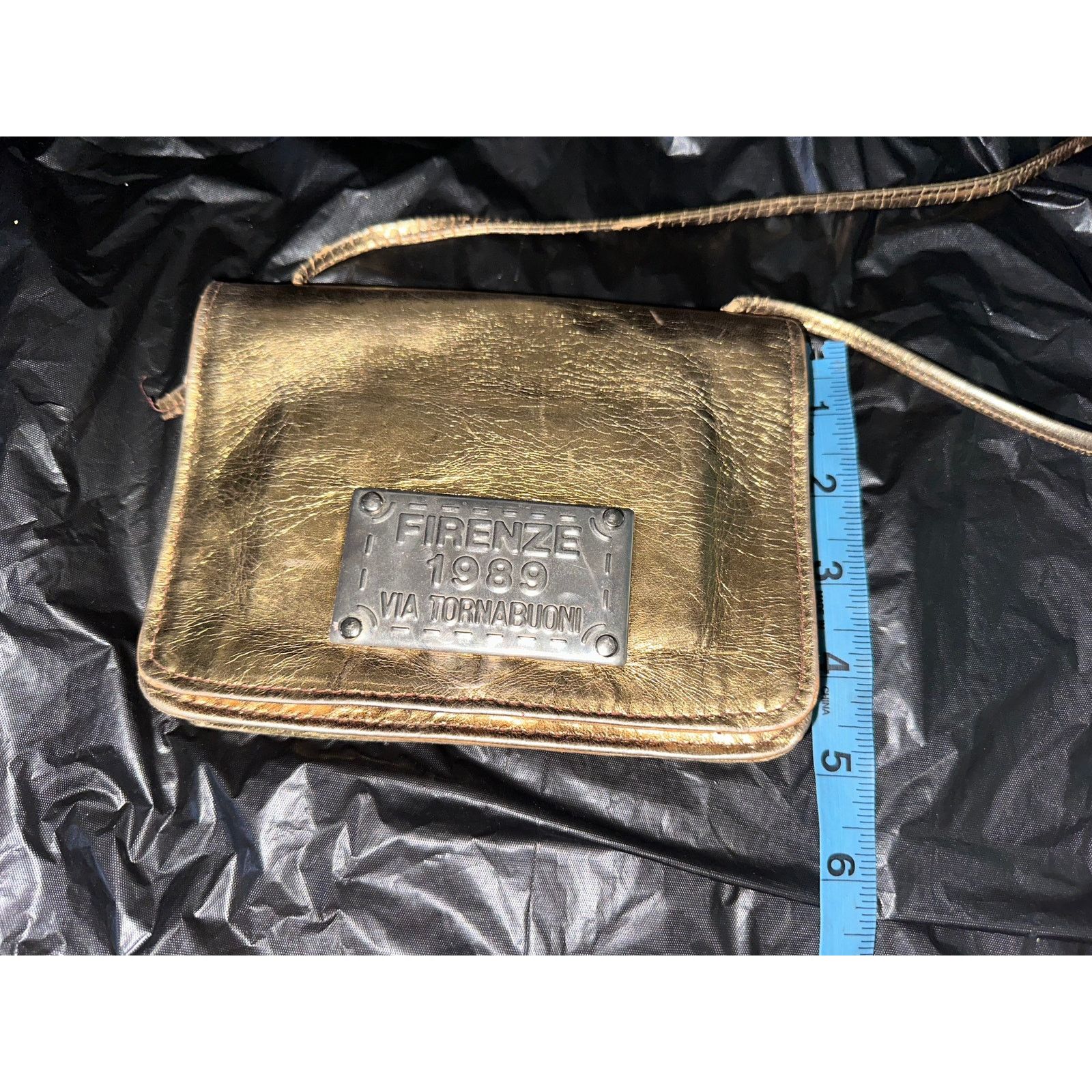 Vintage POLL BERGEN METALLIC LEATHER FIRENZE 1989 VIA TORNABUONI BAG ...