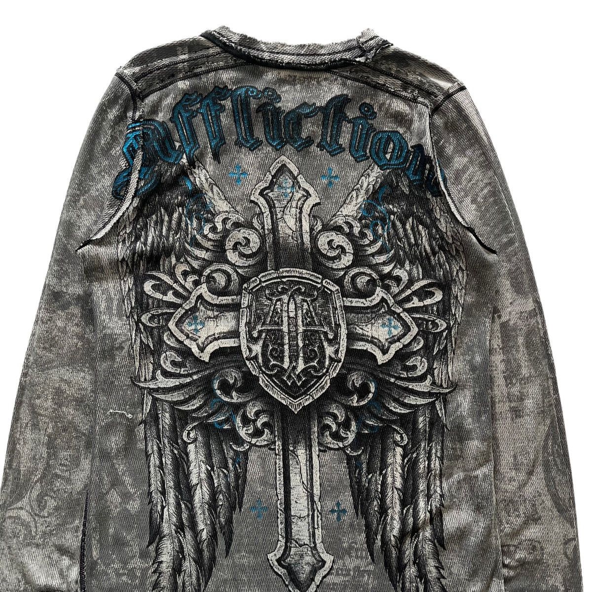 Vintage RARE Affliction Cross Wing Reversible Y2K Style Long Sleeve ...