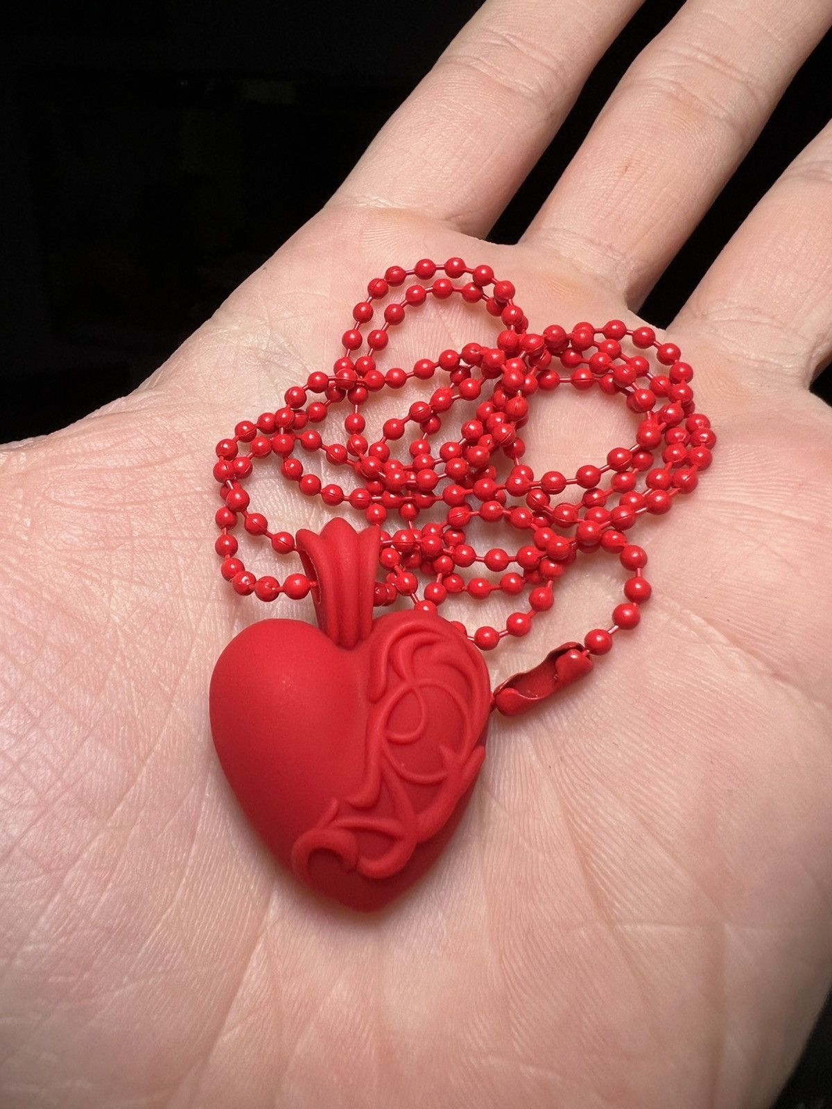 Chrome Hearts Chrome Hearts Red Silichrome Silicone Heart Chain | Grailed