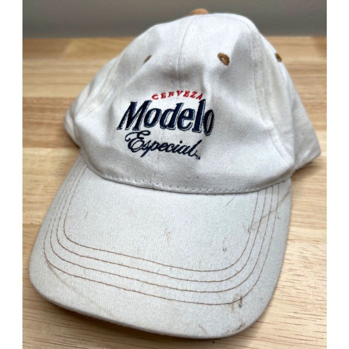 Vintage Modelo Baseball Cap Mens White Strapback Hat Logo Beer Bar Pub ...