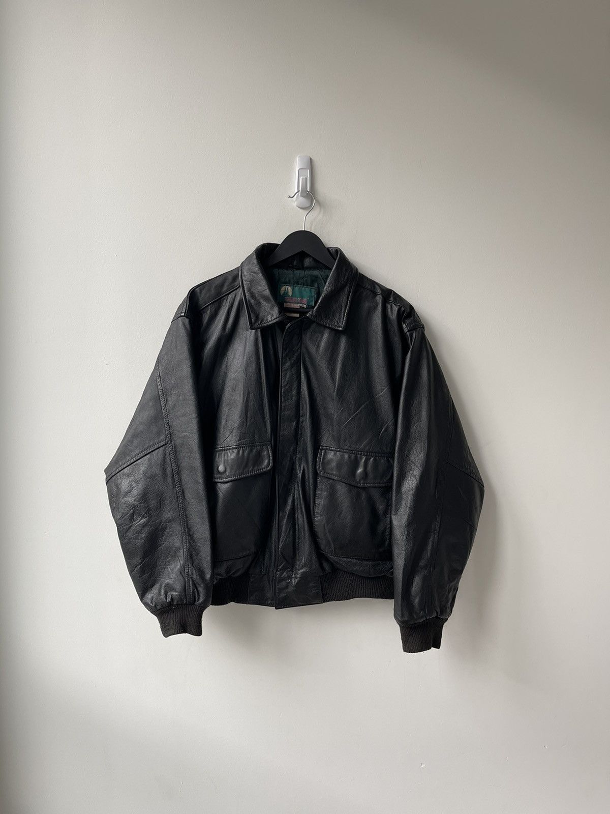 Vintage FADED "DOUBLE FRONT POCKET" LEATHER JACKET - TIMBER TRAIL | Grailed