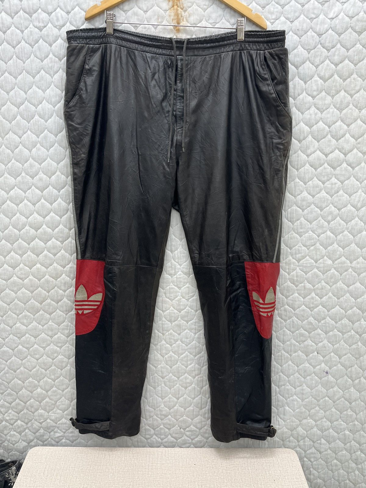 Adidas × RUN DMC 🔥🔥🔥STEALS VTG 80’s ADIDAS RUN DMC LEATHER PANTS | Grailed